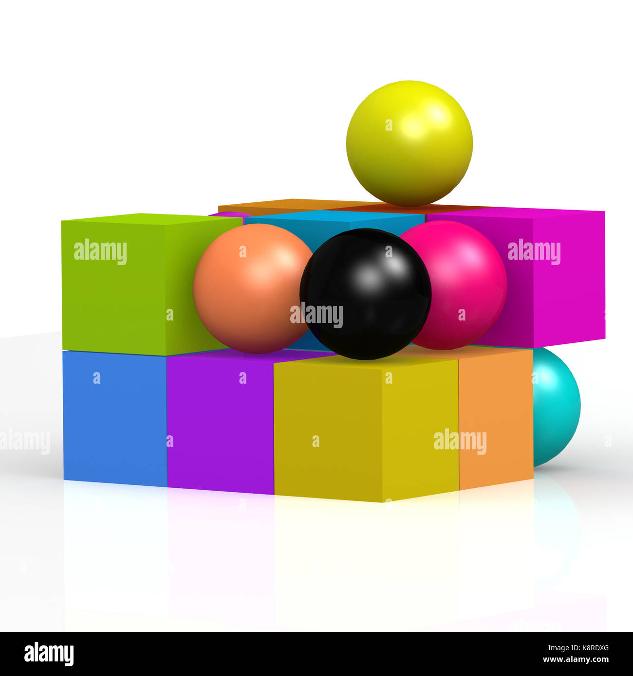 Color cube and sphere Stock Photo - Alamy