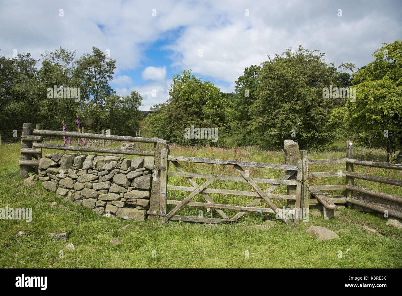 Old gate and wall with stile, Longnor, Staffordshire Stock Photo - Alamy
