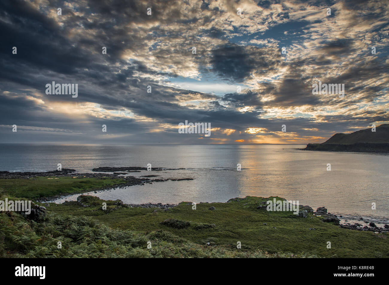 Sunset over Calgary Bay, Calgary, Isle of Mull, Scotland Stock Photo ...