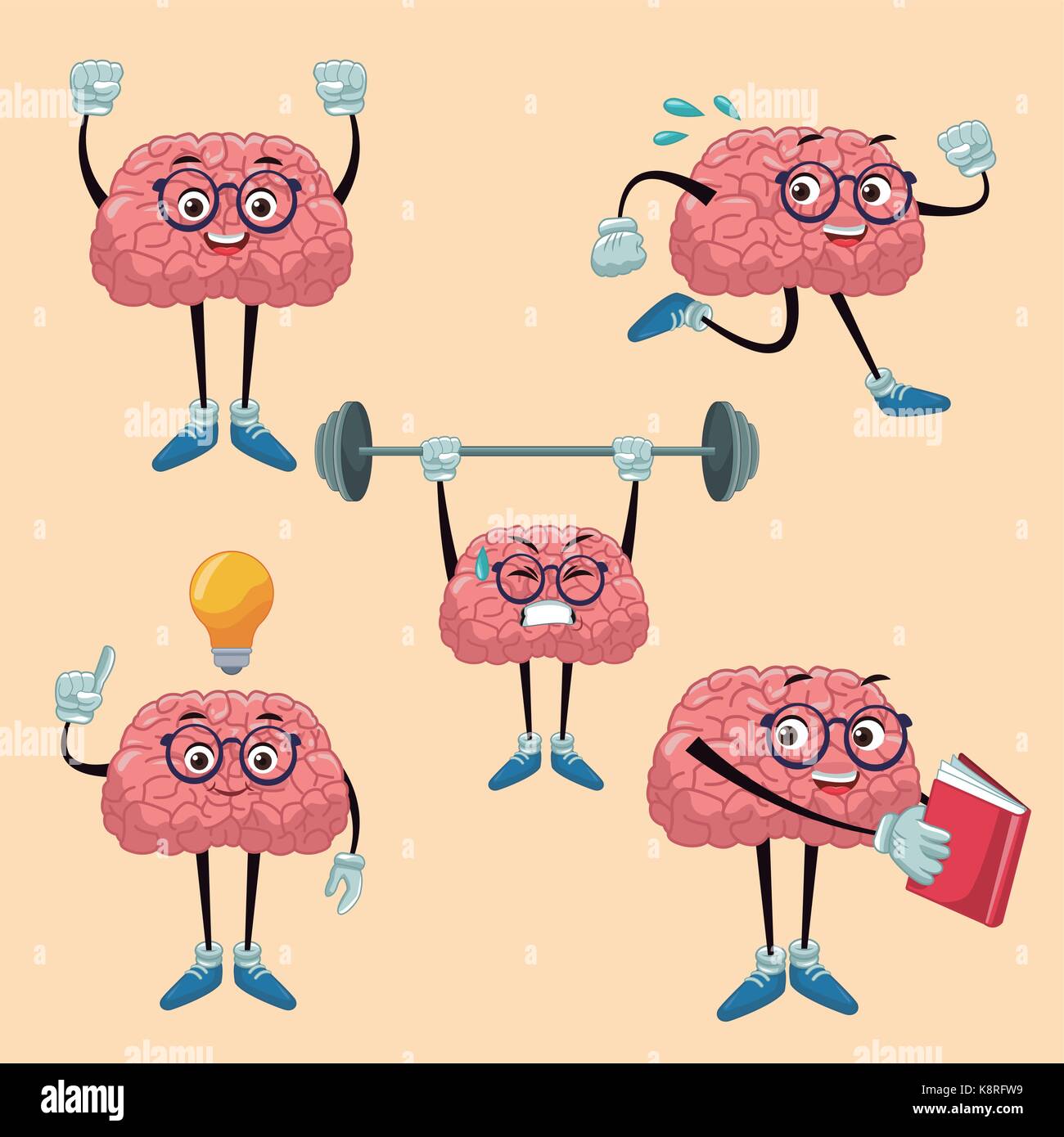 Cute brains cartoons Stock Vector Image & Art - Alamy