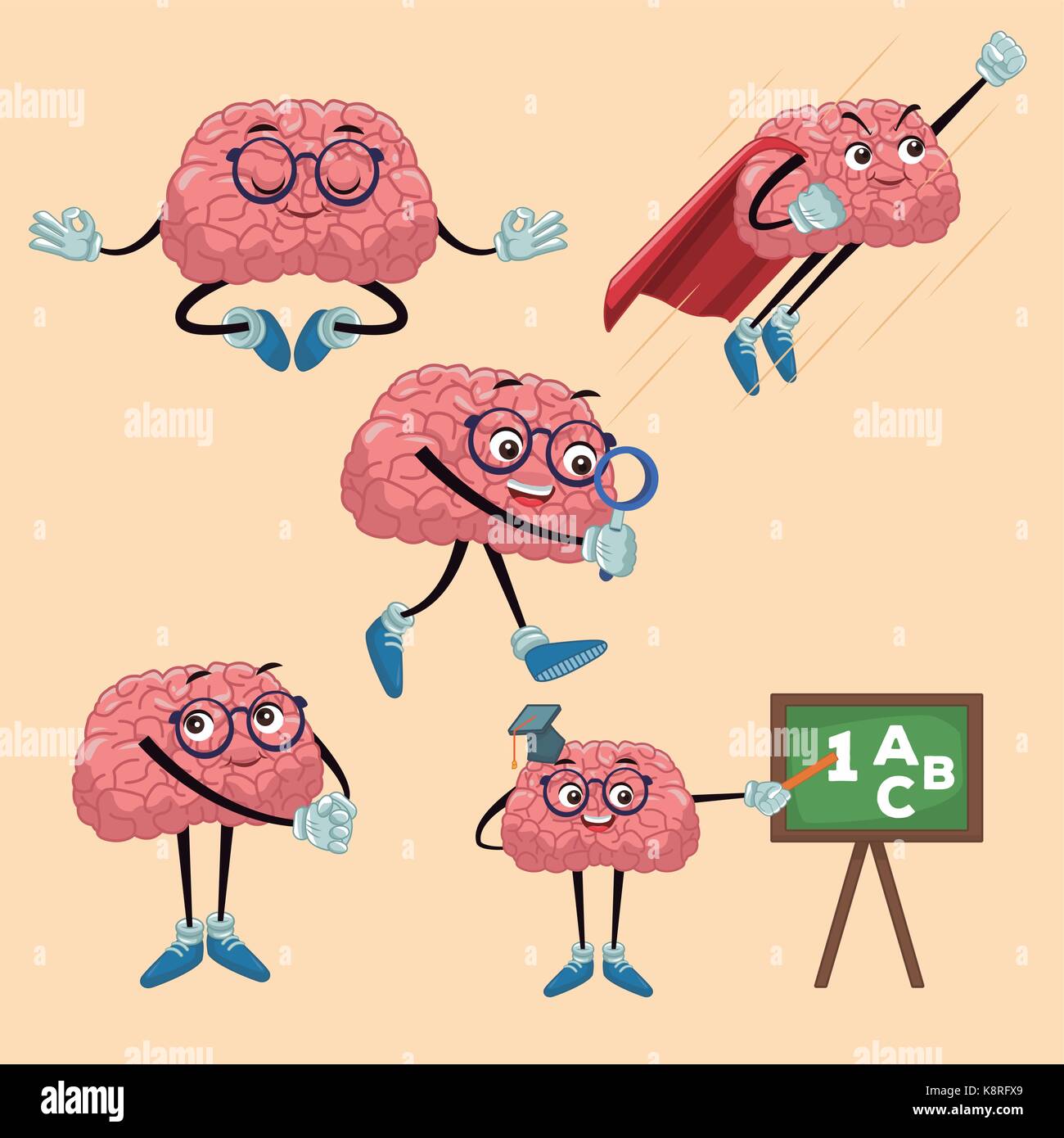 Cute brains cartoons Stock Vector Image & Art - Alamy