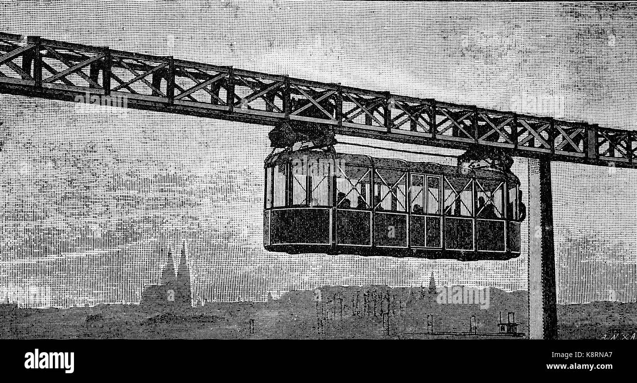 Testing a monorail at Cologne, Germany, built by Carl Eugen Langen ...