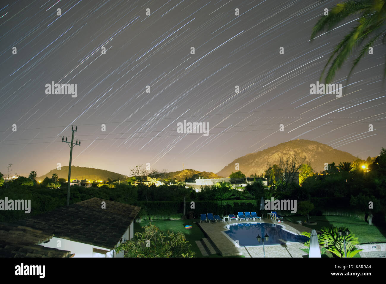Star Trails over northern side of the Majorca Stock Photo - Alamy