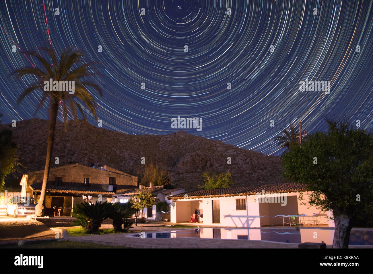 Star Trails over northern side of the Majorca Stock Photo - Alamy