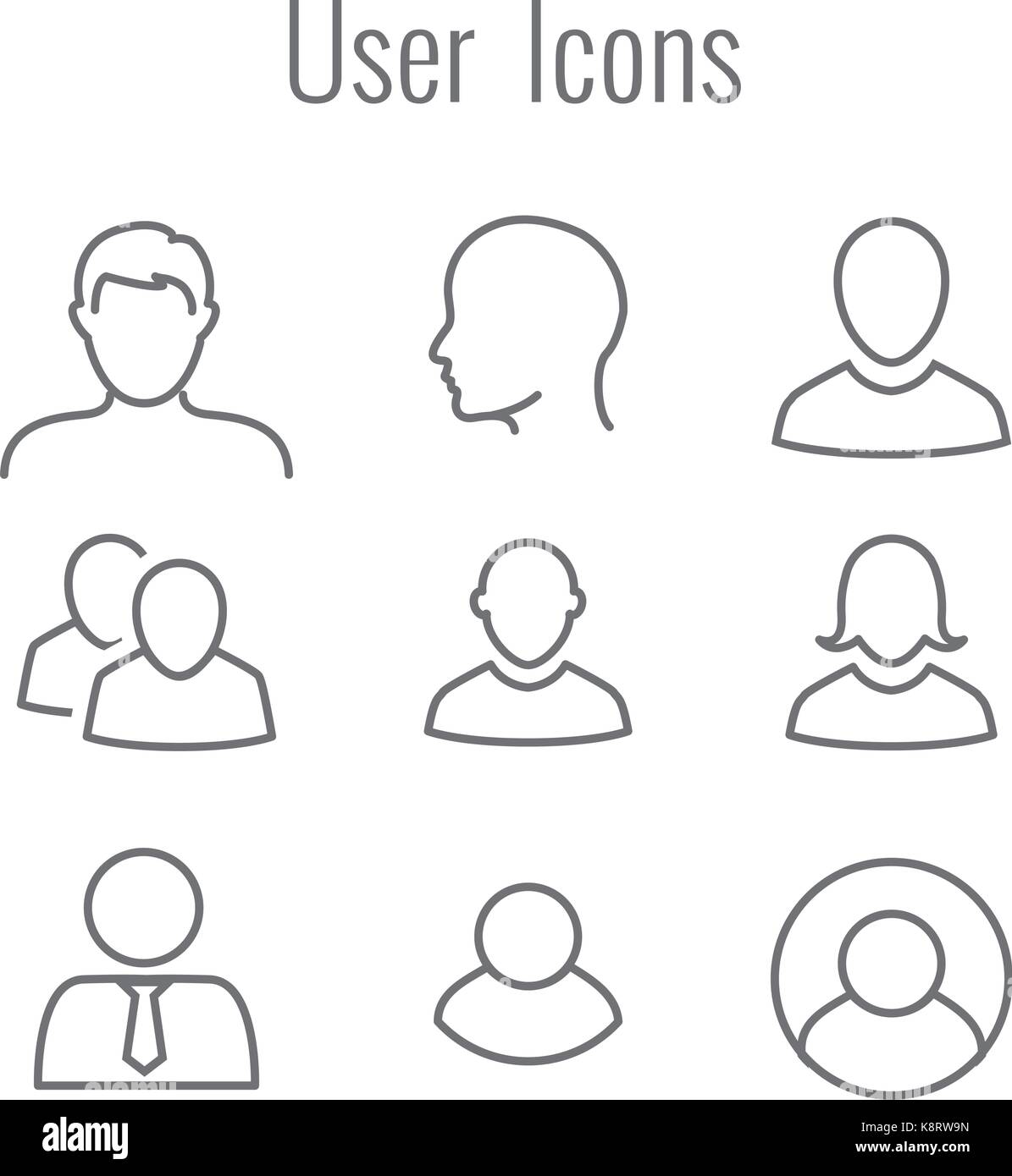 User Icon Set w Man, Woman, and Multiple People Stock Vector Image ...