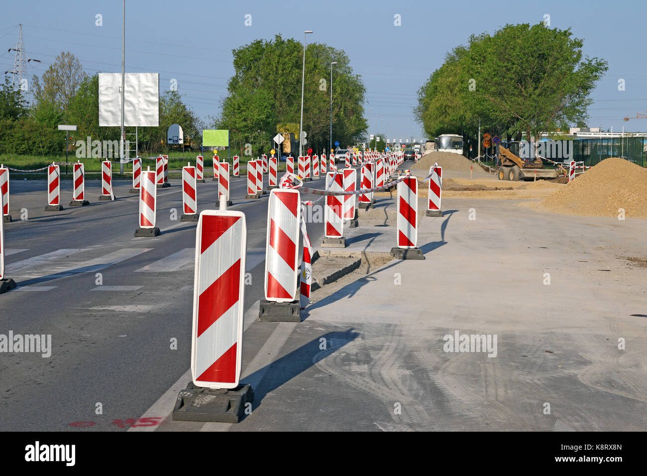 road construction roadwork signs on street Stock Photo - Alamy