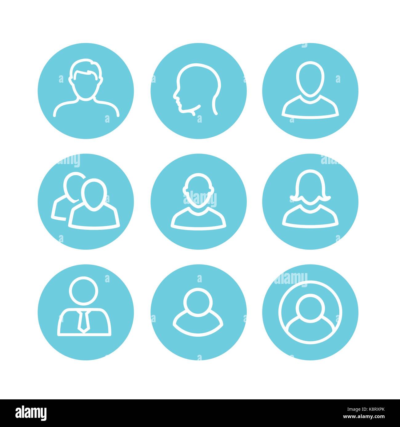 User Icon Set w Man, Woman, and Multiple People Stock Vector Image ...