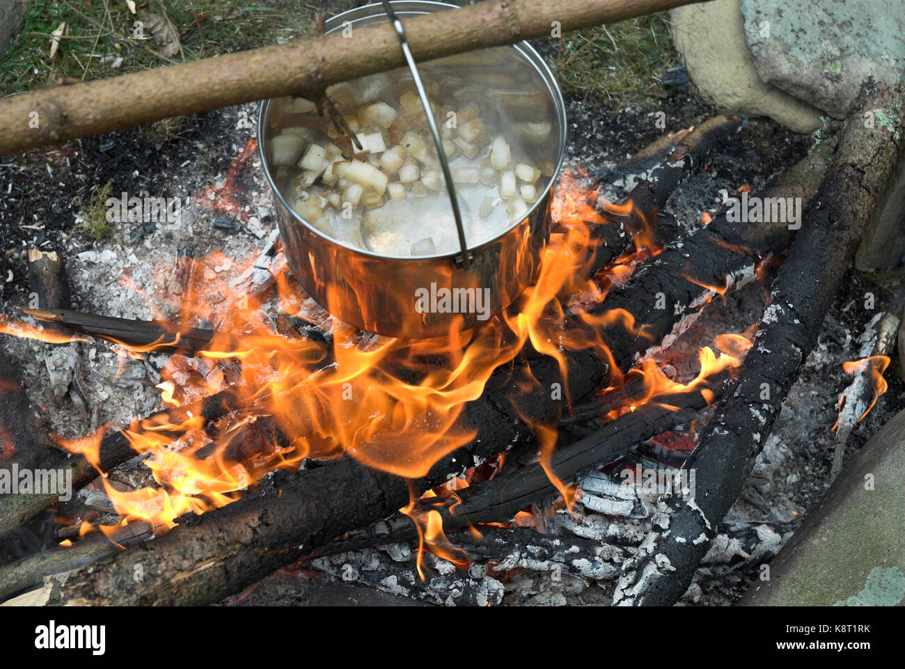 Pig fat is frying on the fire Stock Photo - Alamy