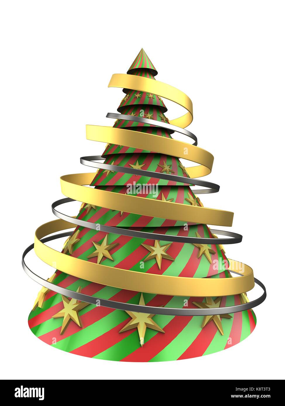 3d illustration of Christmas tree shape over white background with ...