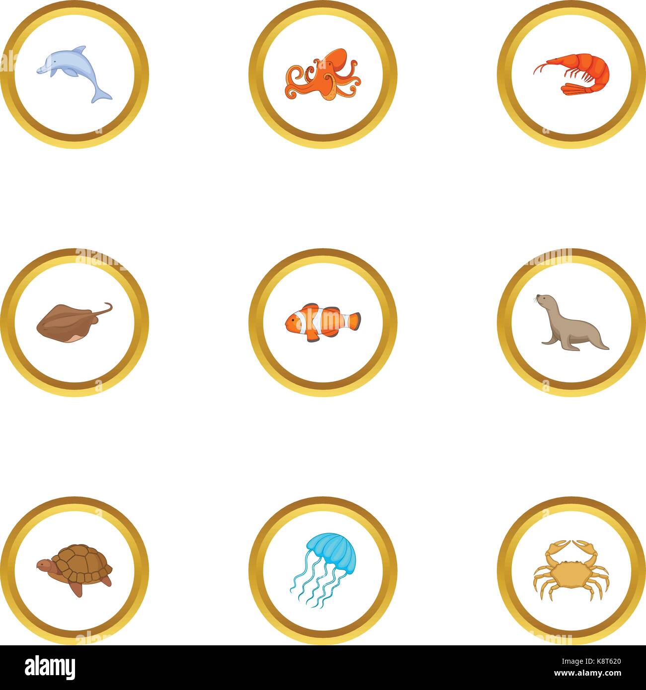 Water wildlife icons set, cartoon style Stock Vector Image & Art - Alamy