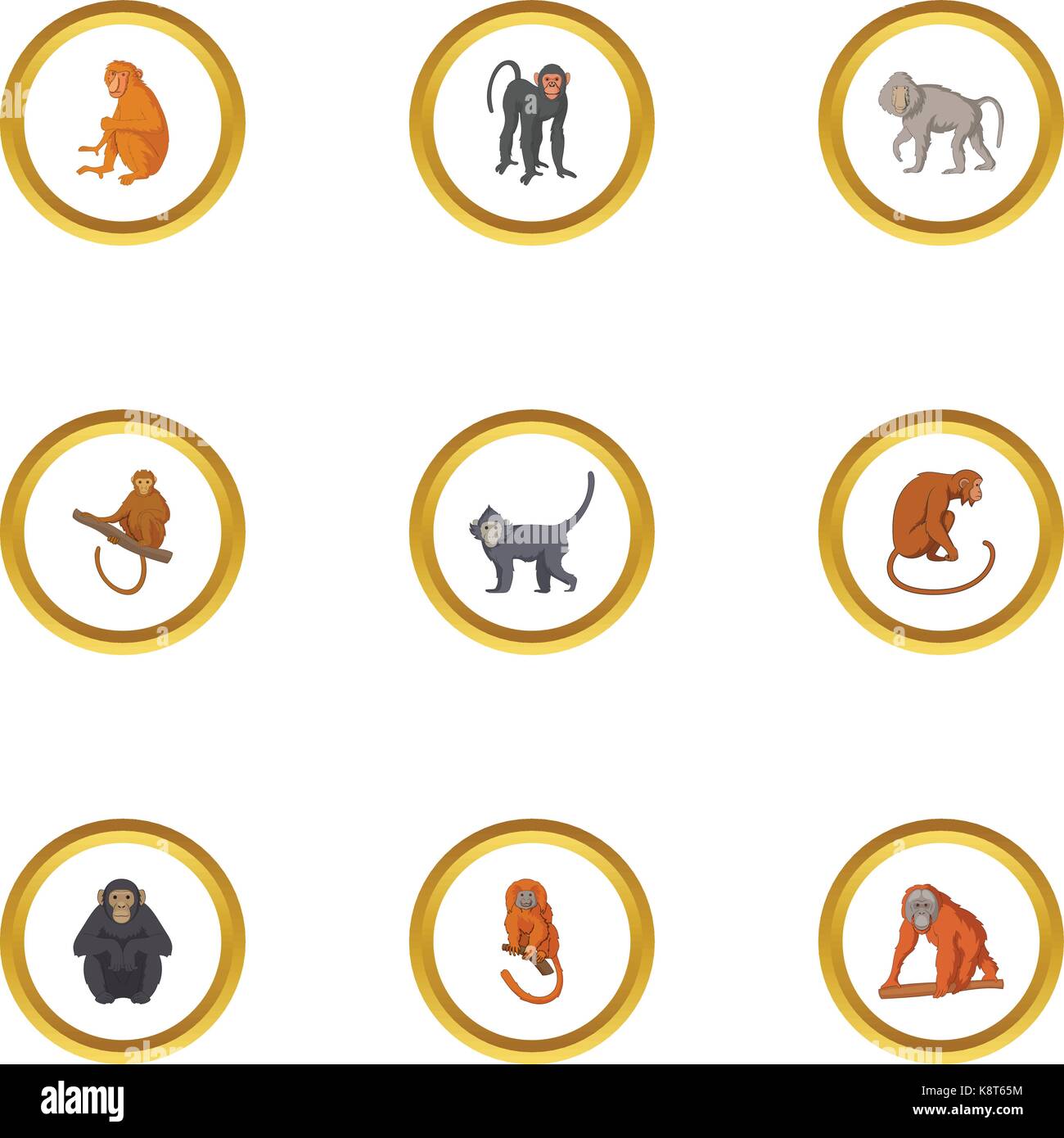 Wild monkey icons set, cartoon style Stock Vector Image & Art - Alamy