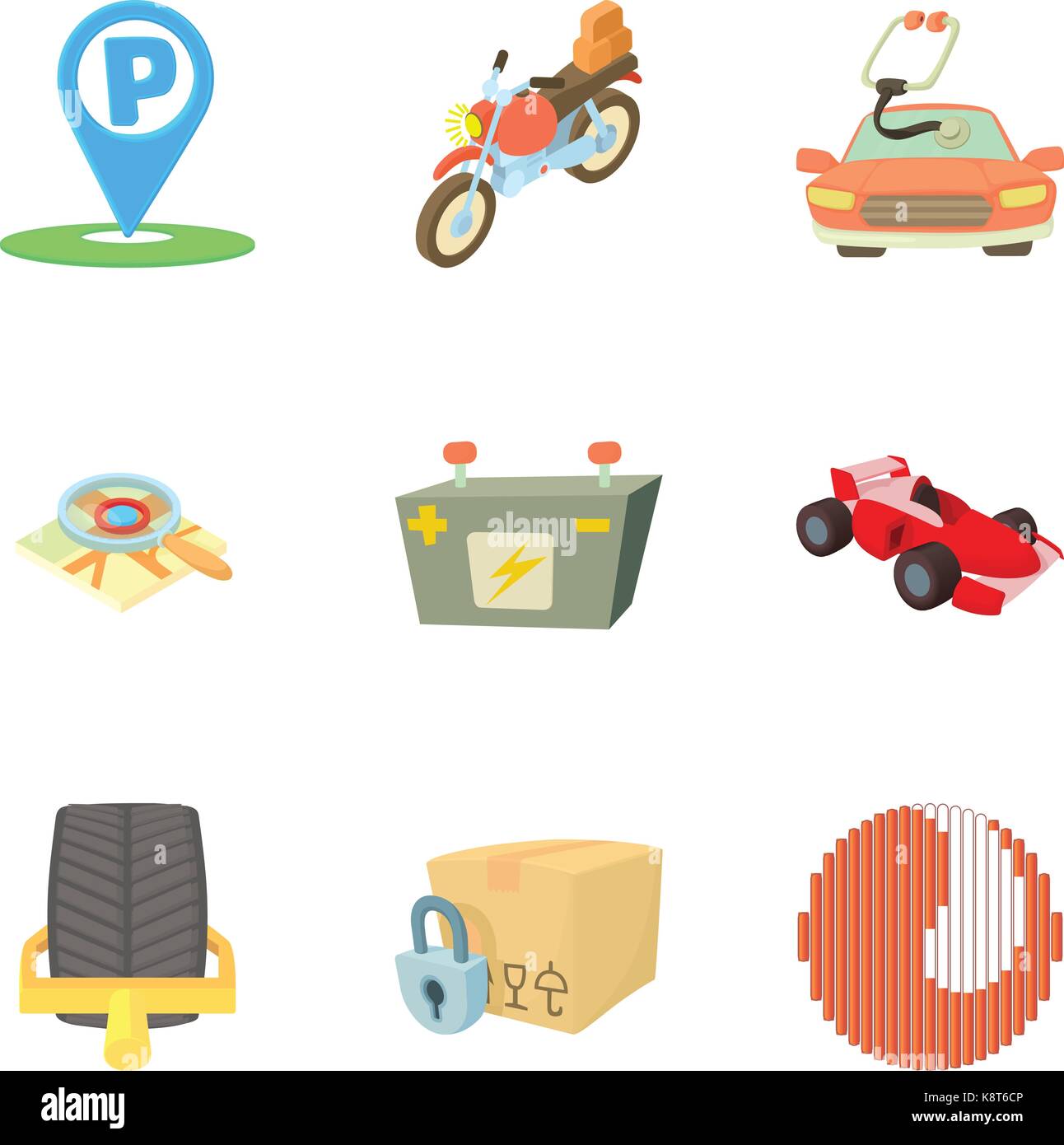 Parking area icons set, cartoon style Stock Vector Image & Art - Alamy