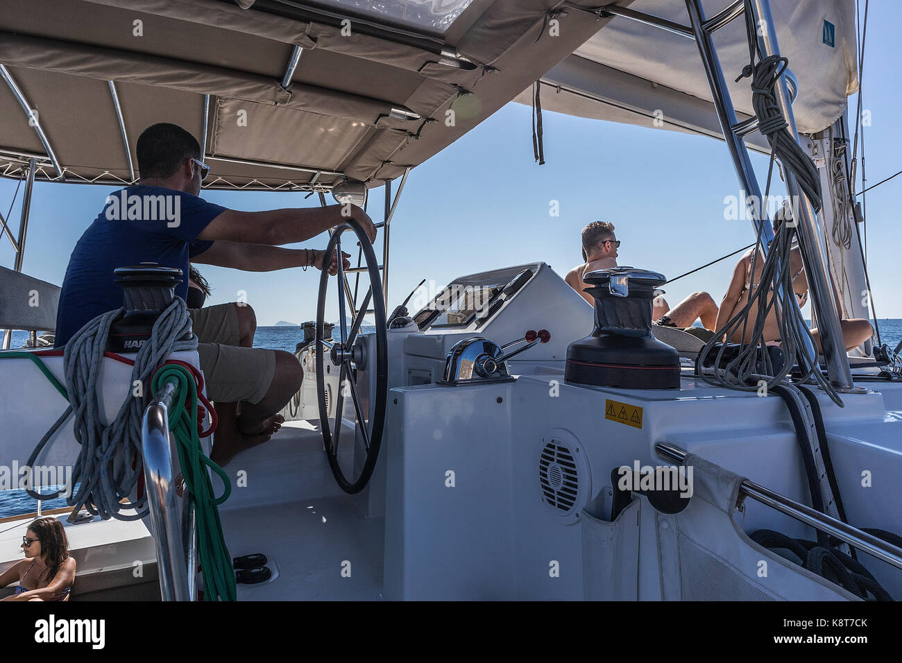 Sport sailing captain catamaran boat hi-res stock photography and ...