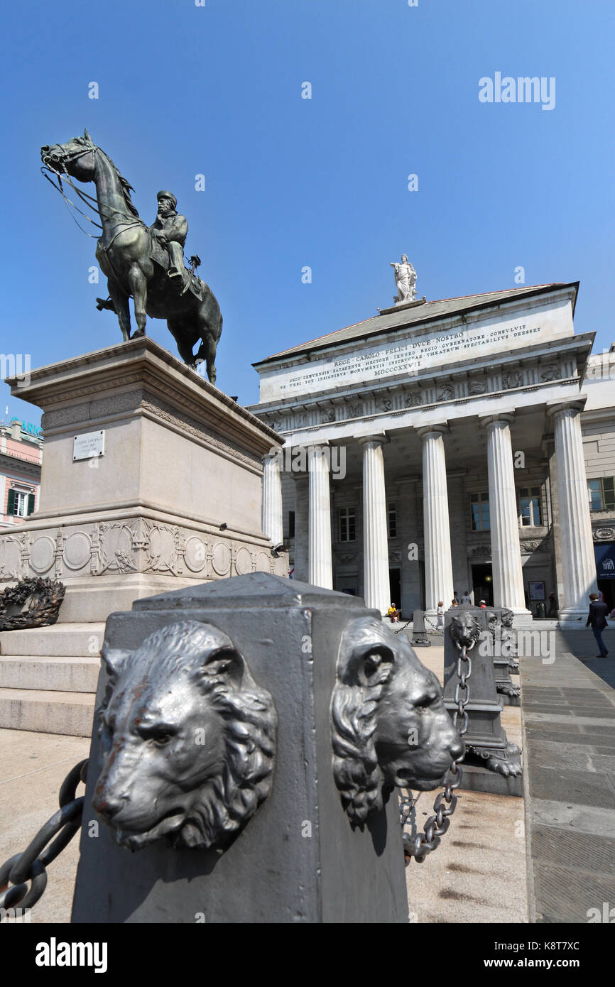 Statue of Guiseppe Garibaldi on horseback, Genoa, Liguria, Italy Stock ...