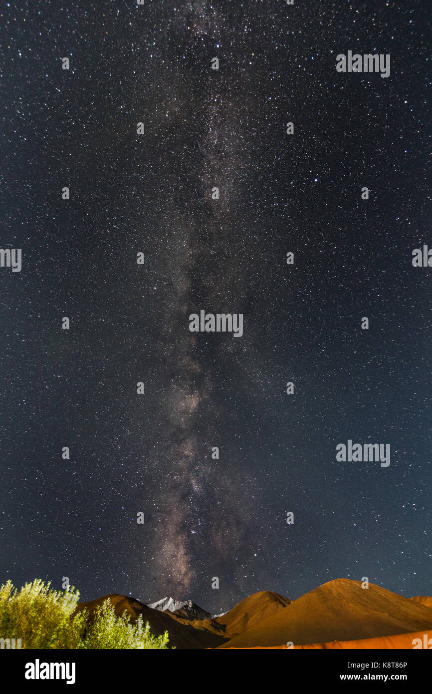 Milky way over moonlit snow peak Stock Photo - Alamy