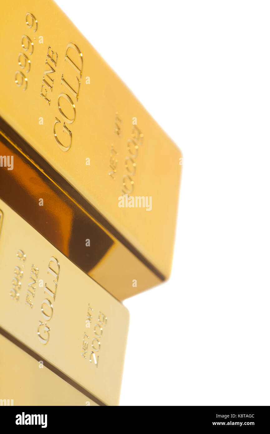 Gold bullion isolated on white background Stock Photo - Alamy