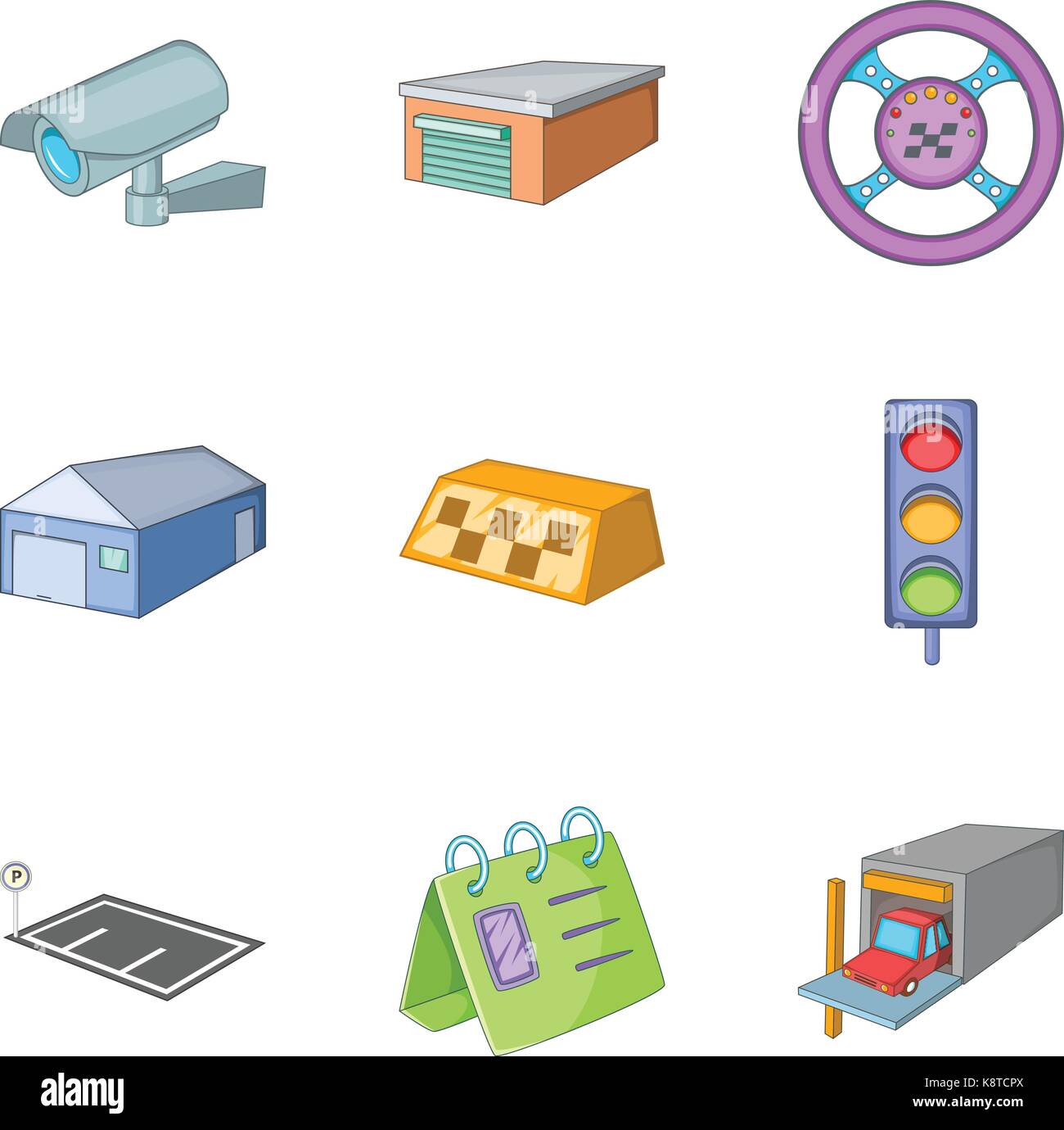 Garage shop icons set, cartoon style Stock Vector Image & Art - Alamy