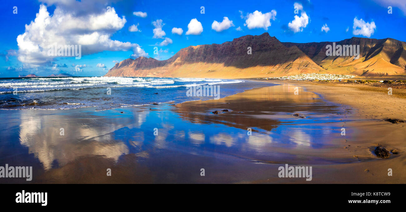 Beautiful Famara beach,Lanzarote island,Canary,Spain Stock Photo - Alamy