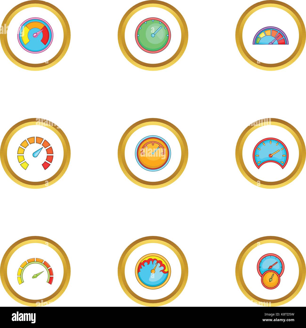 Types of speedometers icons set, cartoon style Stock Vector Image & Art ...