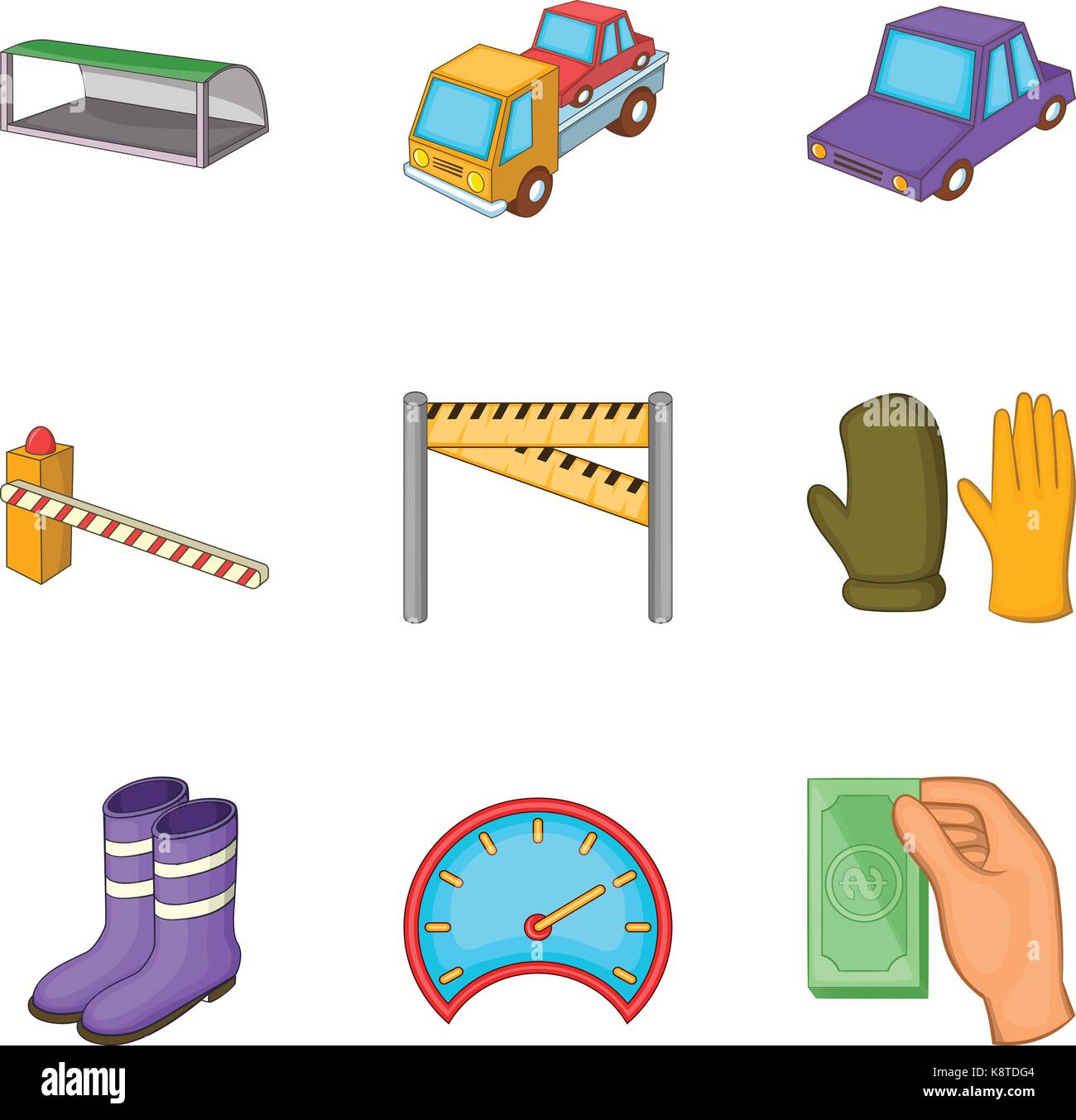 Evacuation of car icons set, cartoon style Stock Vector Image & Art - Alamy