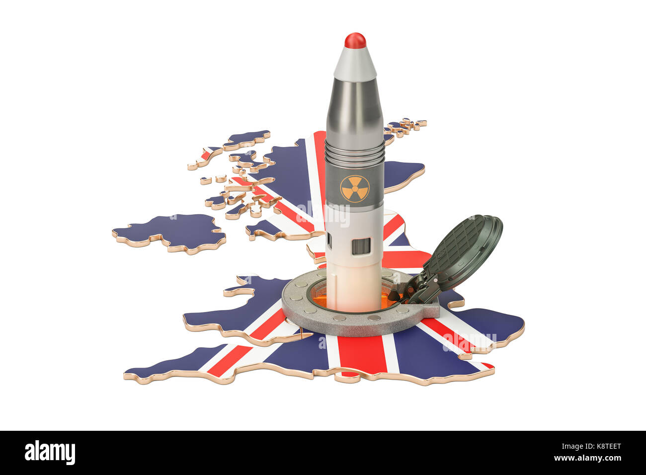 British missile launches from its underground silo launch facility, 3D ...