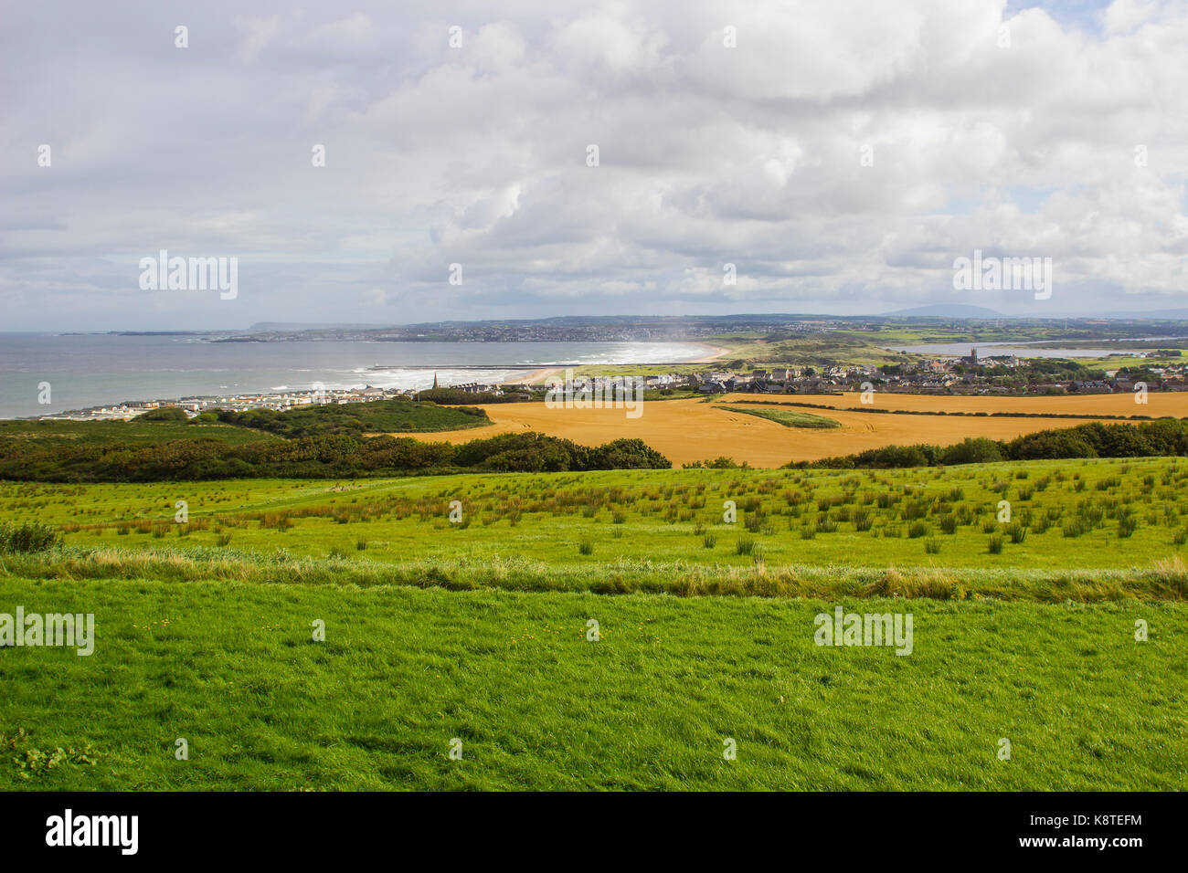 A panoramic view Castlerock and Coleraine towns with the River Bann ...