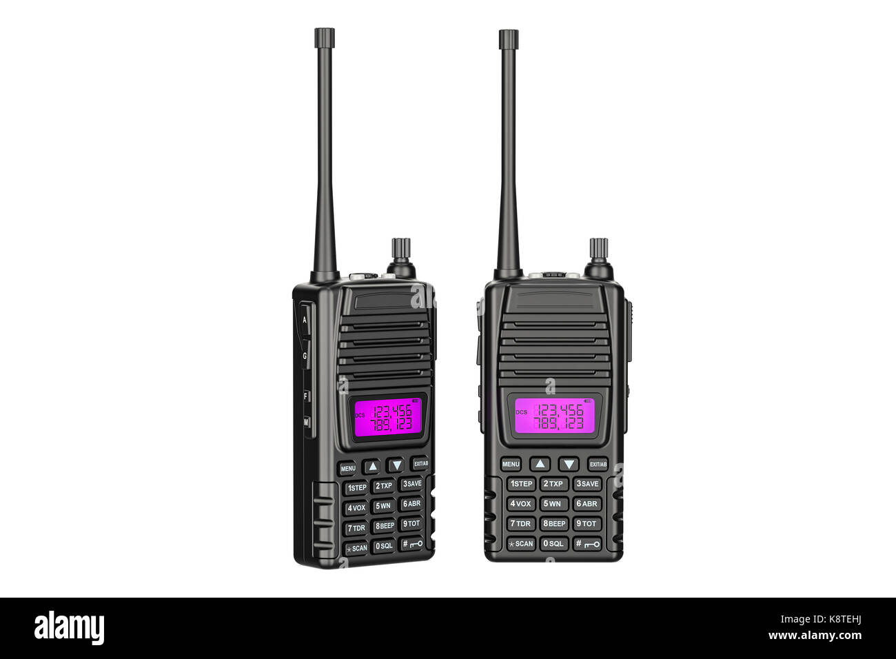 portable radios walkie-talkie, 3D rendering isolated on white ...