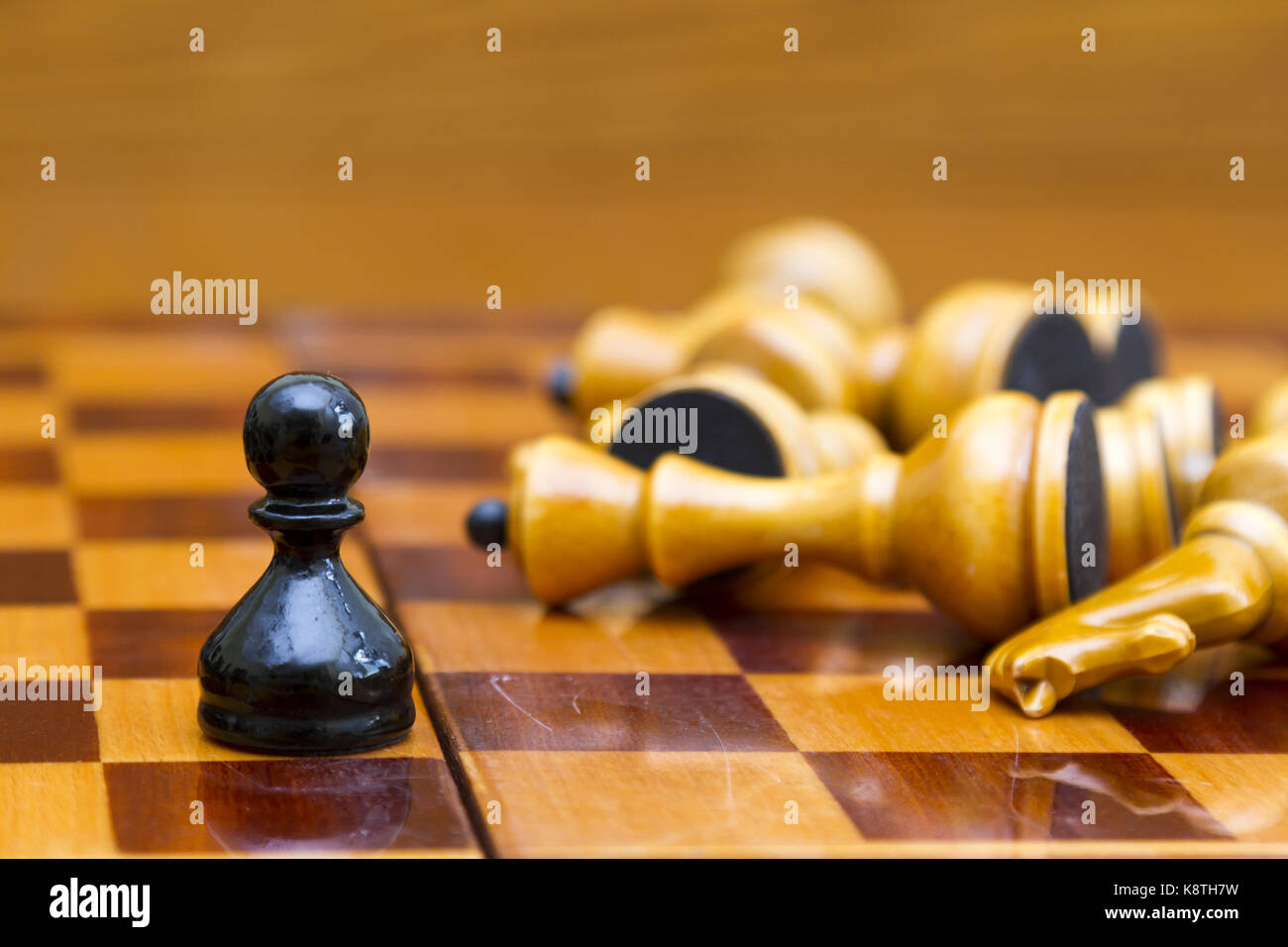 Chess pawns on the chessboard. Closeup Stock Photo - Alamy