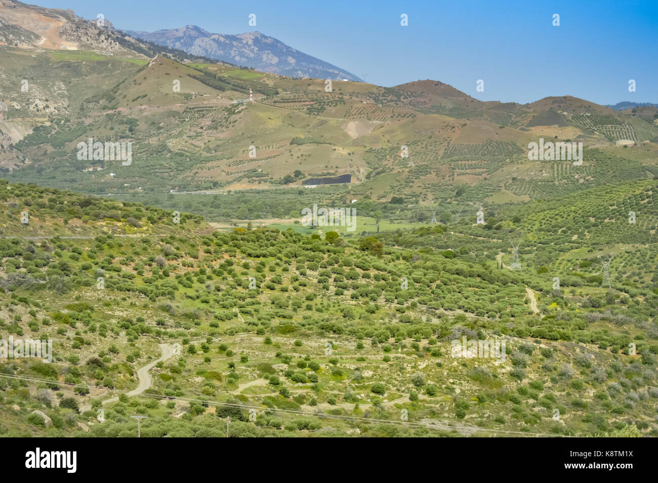 View of the green countryside of the island of Crete in Greece Stock ...