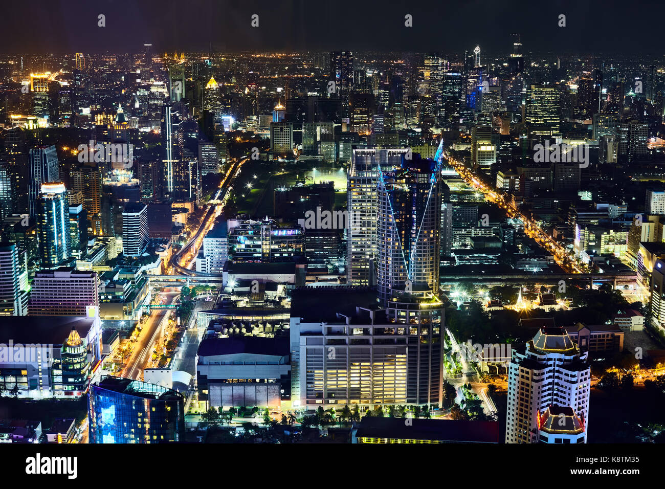 Night Bangkok cityscape. Top view Stock Photo - Alamy