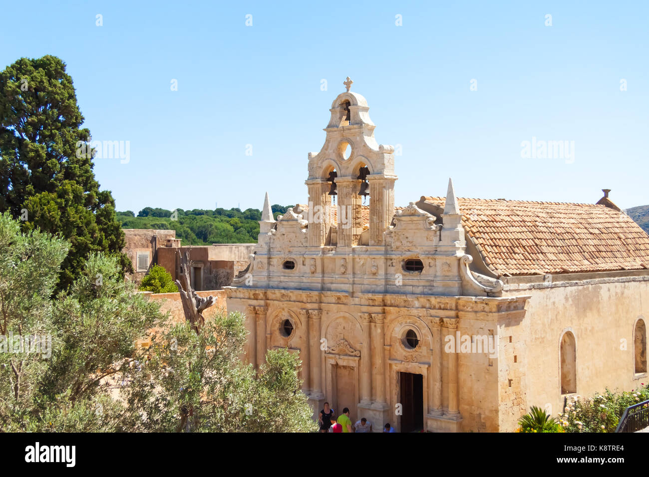 Facade of the Arkadi Monastery. Arkadi, Crete, Greece Stock Photo - Alamy