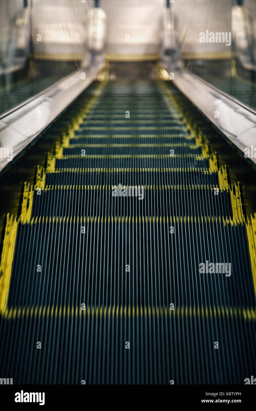 Close up view at moving escalators Stock Photo - Alamy