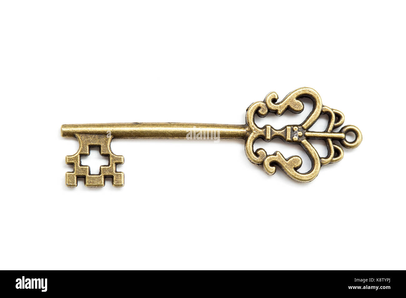 View at vintage metal key isolated on the white background Stock Photo ...