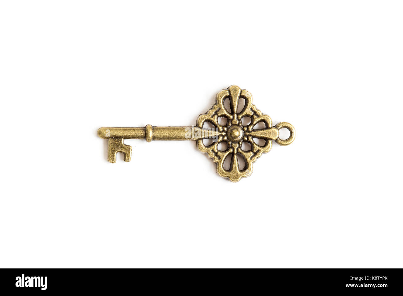 View at vintage metal key isolated on the white background Stock Photo ...