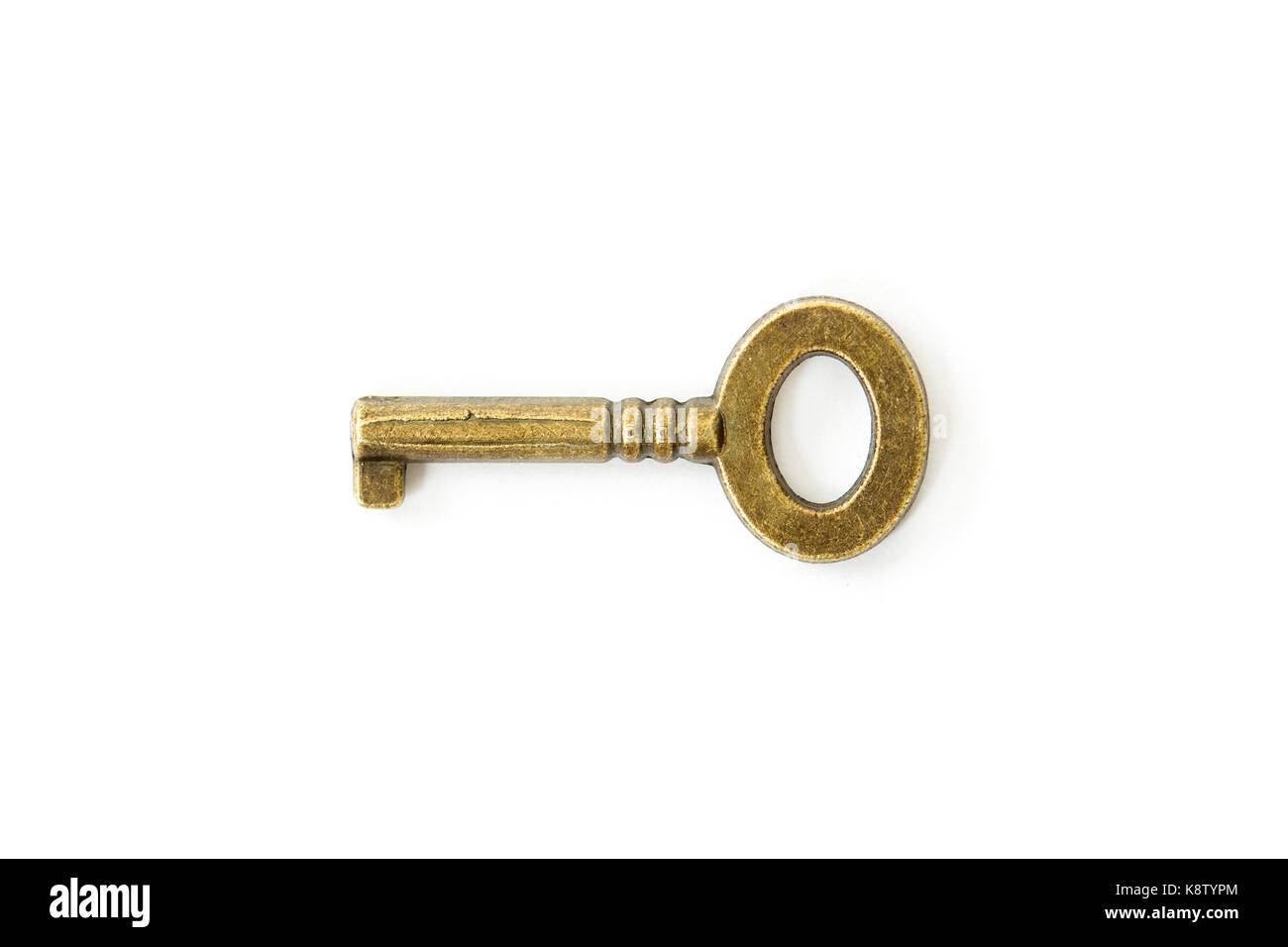 View at vintage metal key isolated on the white background Stock Photo ...