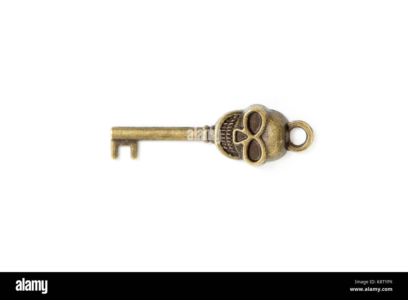 View at vintage metal key isolated on the white background Stock Photo ...