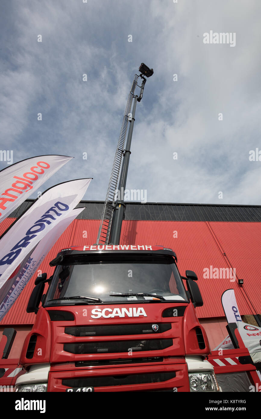The Angloco 45m Bronto FL45XRS aerial Platform Fire Truck, during the ...