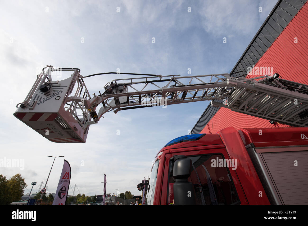 Emergency One/Clan Tools M32L-AT turntable ladder featuring a ...