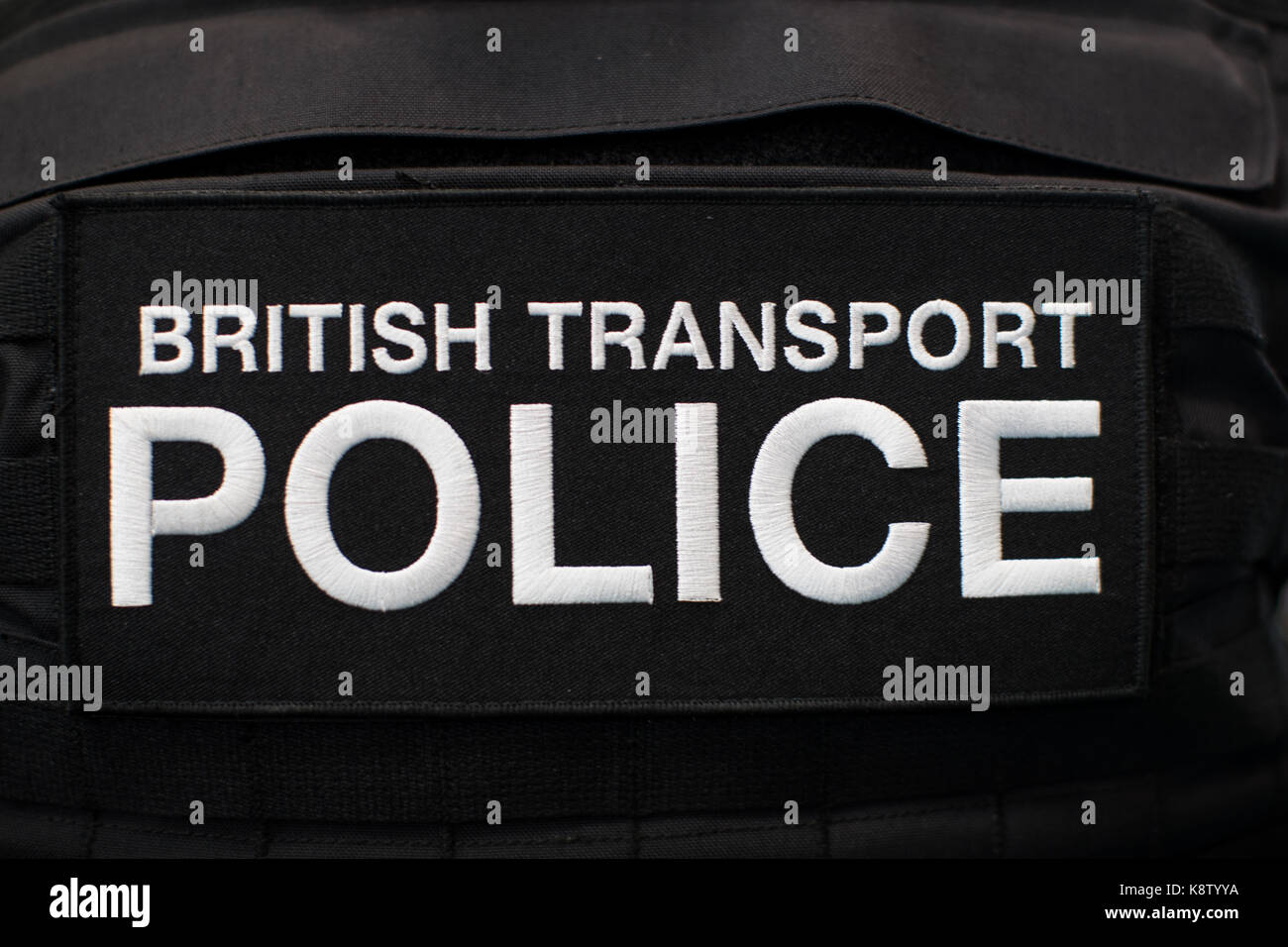 A British Transport Police badge on display during the Emergency ...
