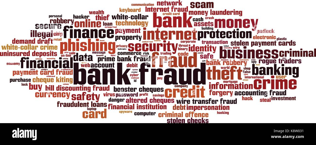 Bank fraud word cloud concept. Vector illustration Stock Vector Image ...