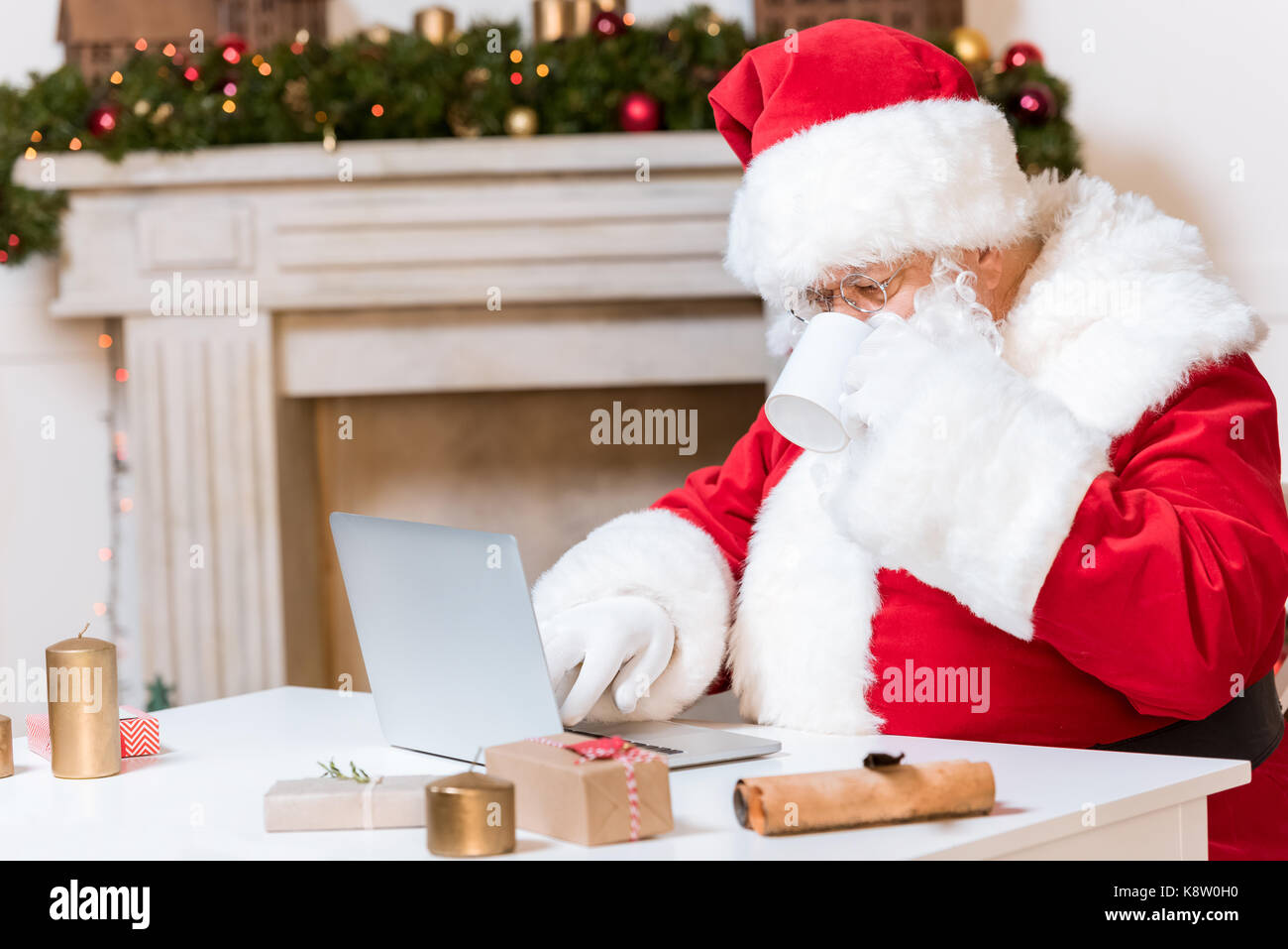 Typing santa claus hi-res stock photography and images - Alamy