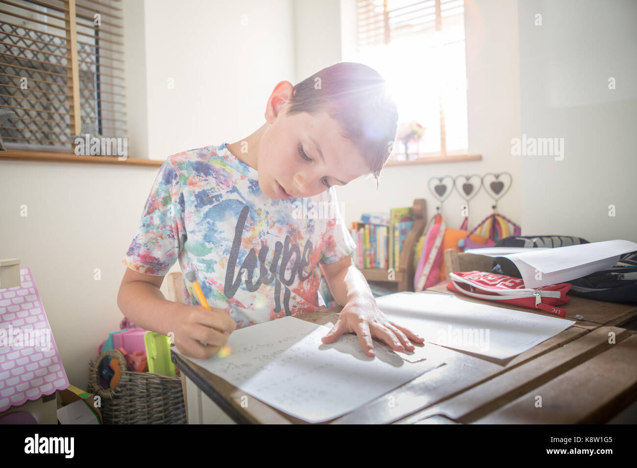 Boy Studying Maths Homework High Resolution Stock Photography and ...