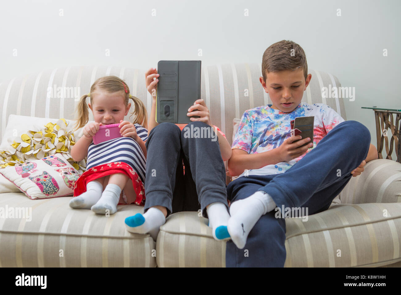 children using technology for gaming Stock Photo - Alamy