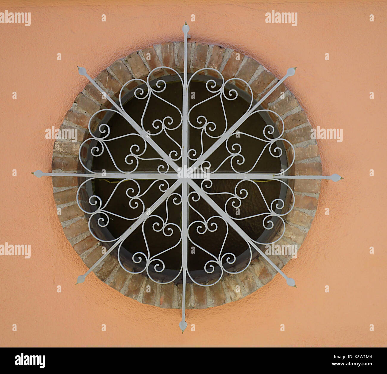 round window with grid Stock Photo - Alamy