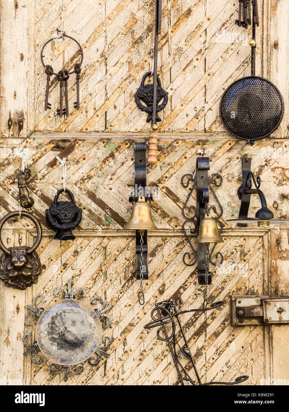Collection of ancient metal objects in Toscana, Italy Stock Photo - Alamy
