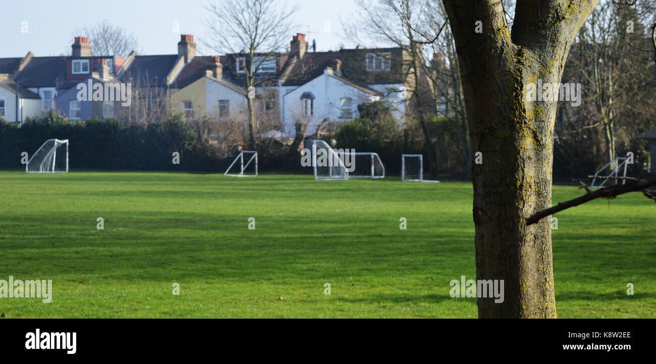 playing field with goals Stock Photo - Alamy