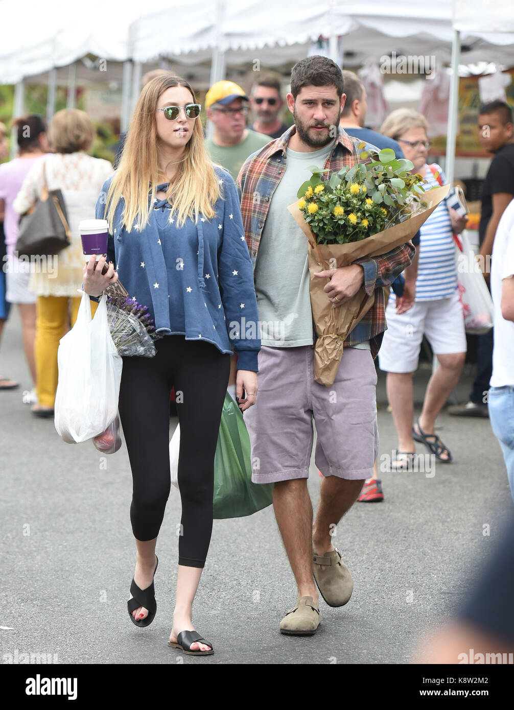 Whitney Port and her husband Tim Rosenman go to the Studio City Farmers ...