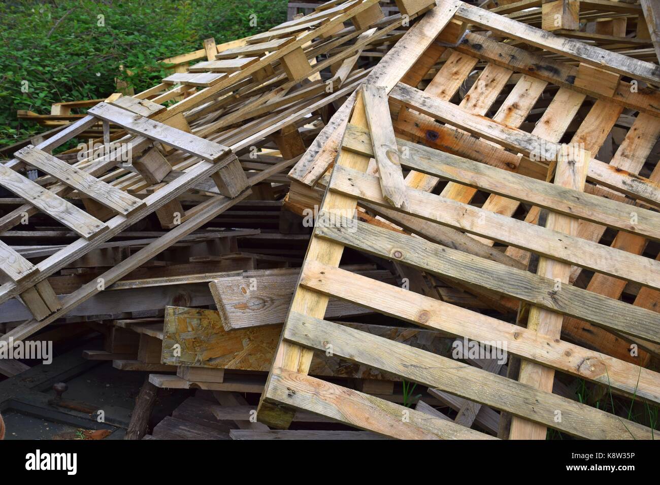 old wooden pallets and firewood, fatwood for starting a fire, tinder or ...