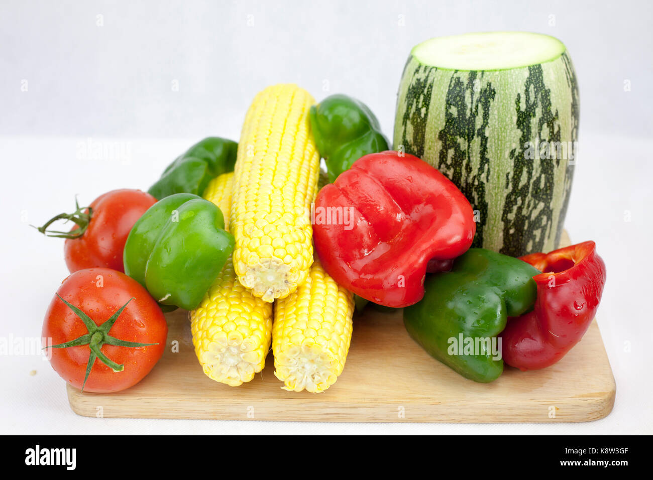 A bunch of vegetables and fruits including tomato Zucchini, Cour Stock ...