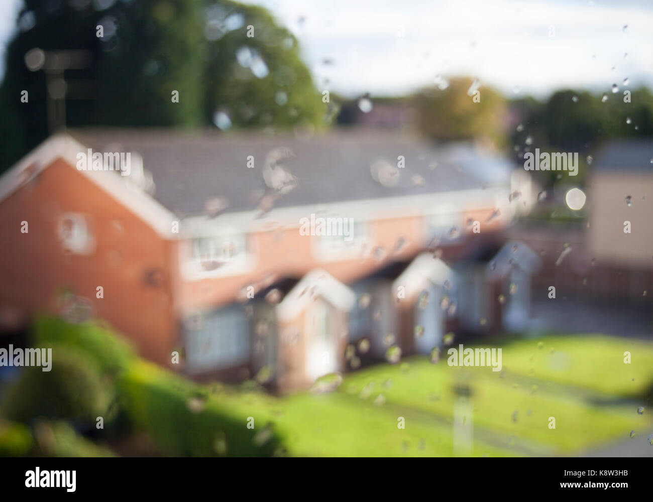 A flat the window with water drops on the windows Stock Photo - Alamy